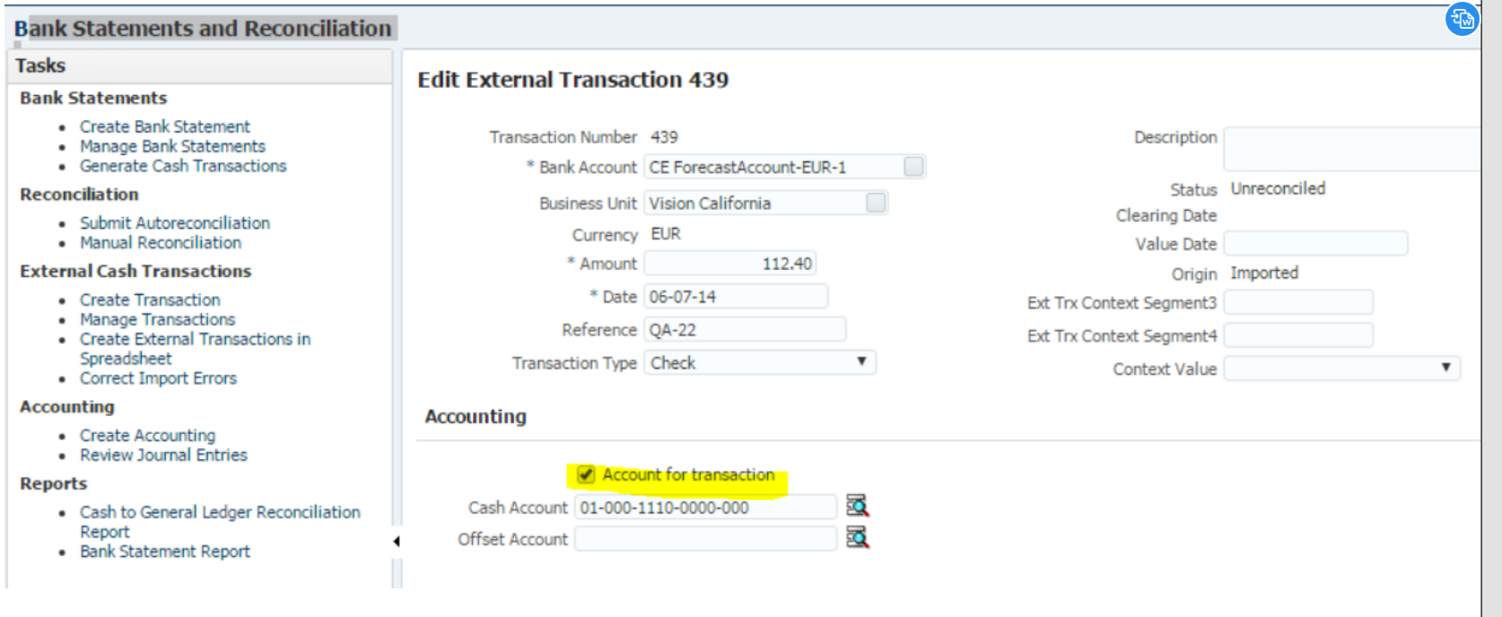 External transactions and bank transfer in Oracle Fusion CM - My Techno ...
